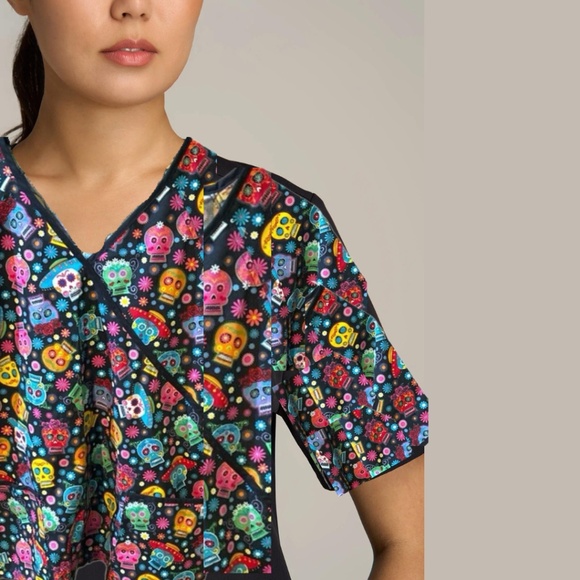 UA Scrubs | Tops | Vintage Deadstock Ua Uniform Sugar Skull Scrub Top ...